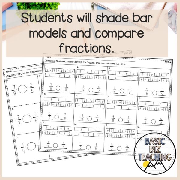 4th Grade Comparing Fractions Math Worksheets | Made By Teachers
