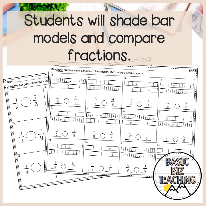 4th Grade Comparing Fractions Math Worksheets | Made By Teachers