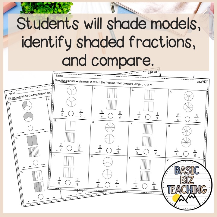 3rd Grade Comparing Fractions Math Worksheets | Made By Teachers