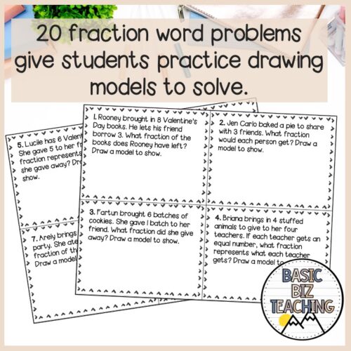 Word Problems Fractions less than 1 whole Valentine's Day | Made By ...