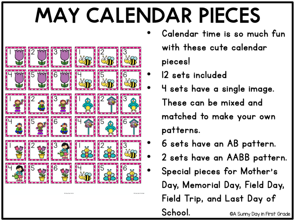 May Calendar Pieces | Made By Teachers