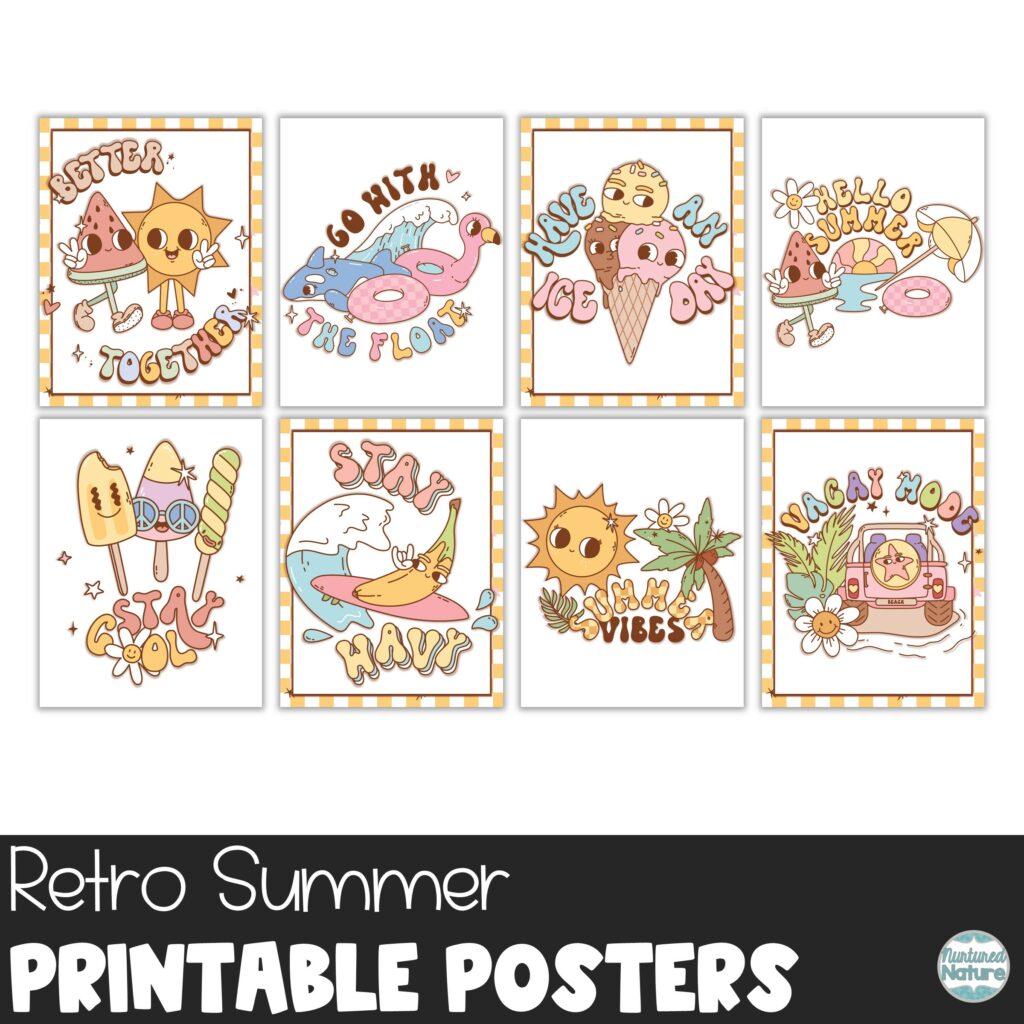Summer Bulletin Board Posters – Groovy Retro Theme | Made By Teachers