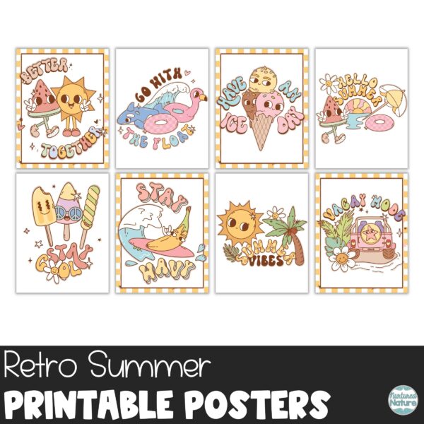 Summer Bulletin Board Posters – Groovy Retro Theme | Made By Teachers