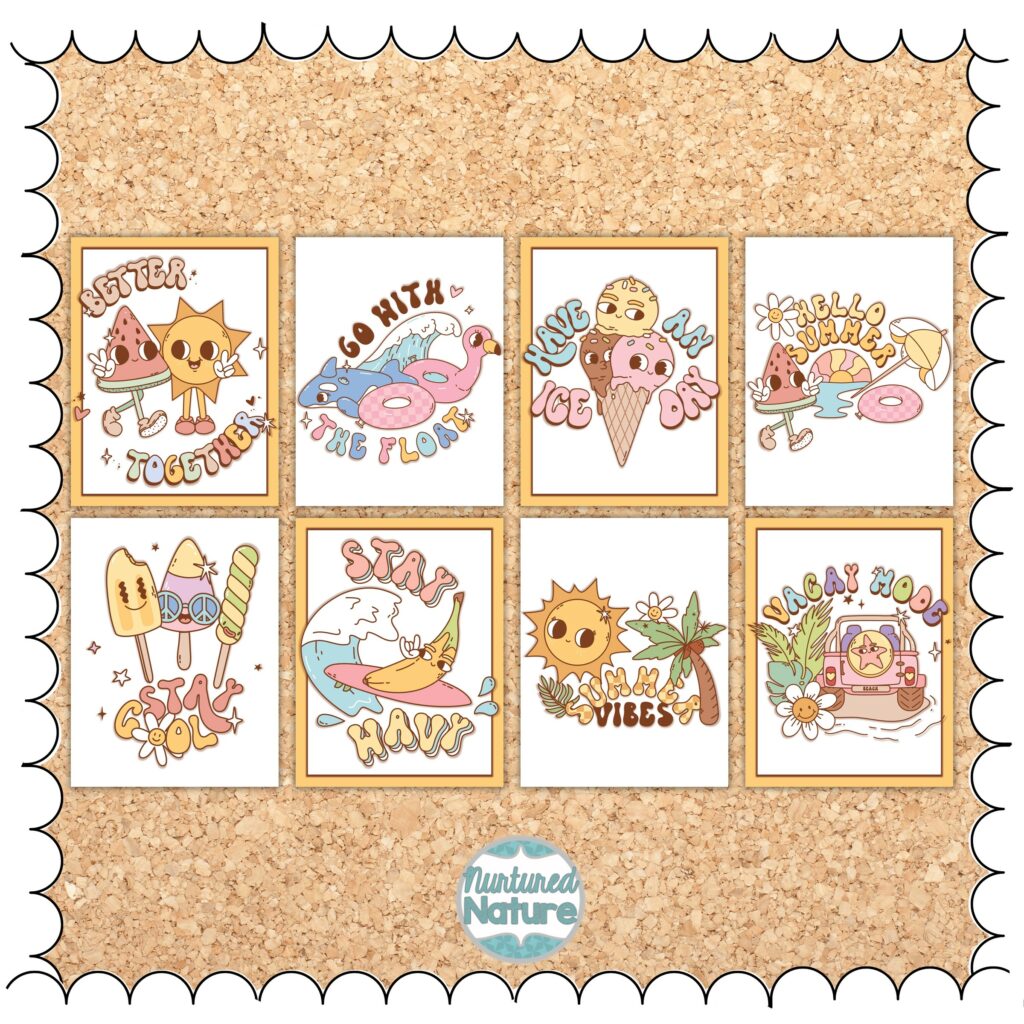 Summer Bulletin Board Posters – Groovy Retro Theme | Made By Teachers