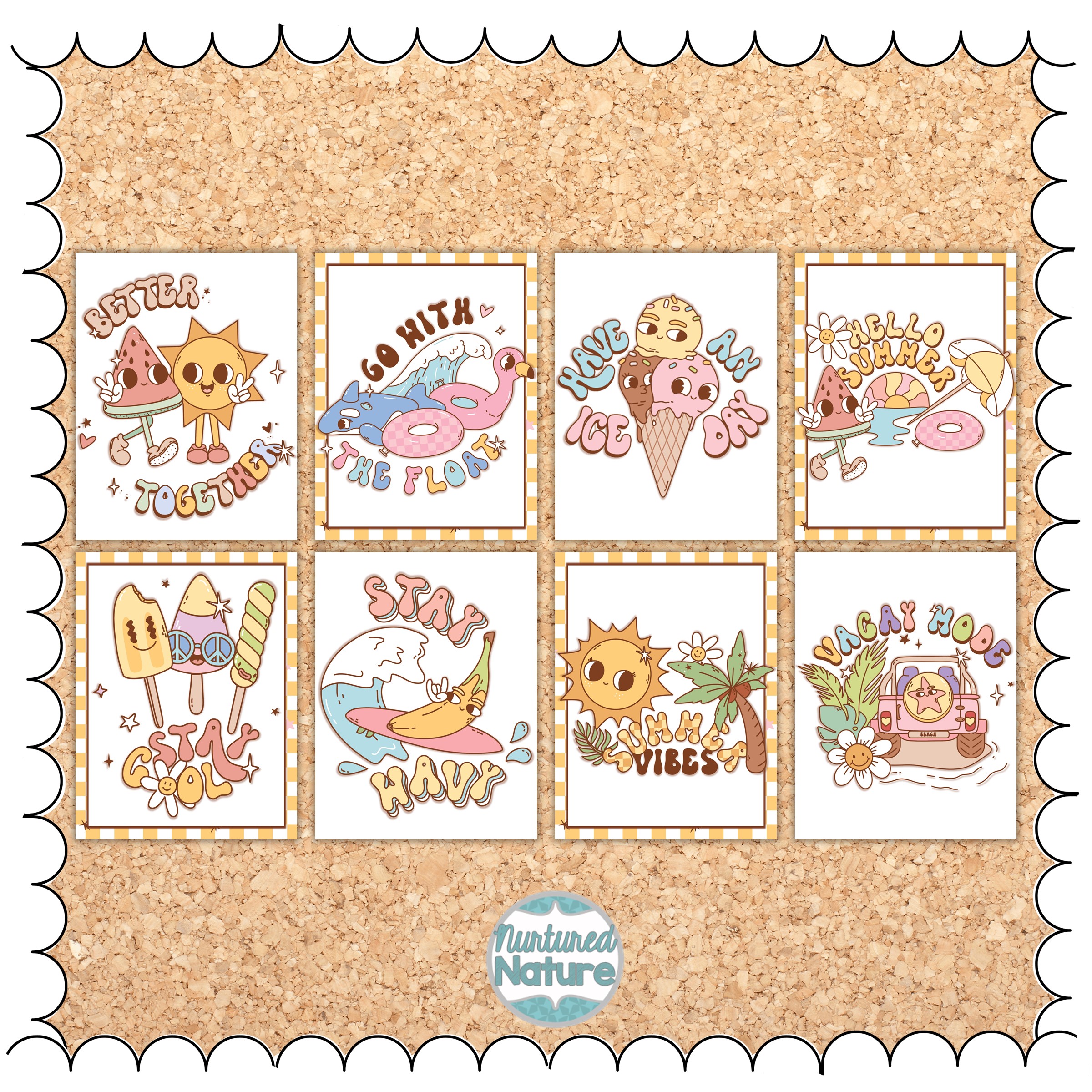 Summer Bulletin Board Posters – Groovy Retro Theme | Made By Teachers