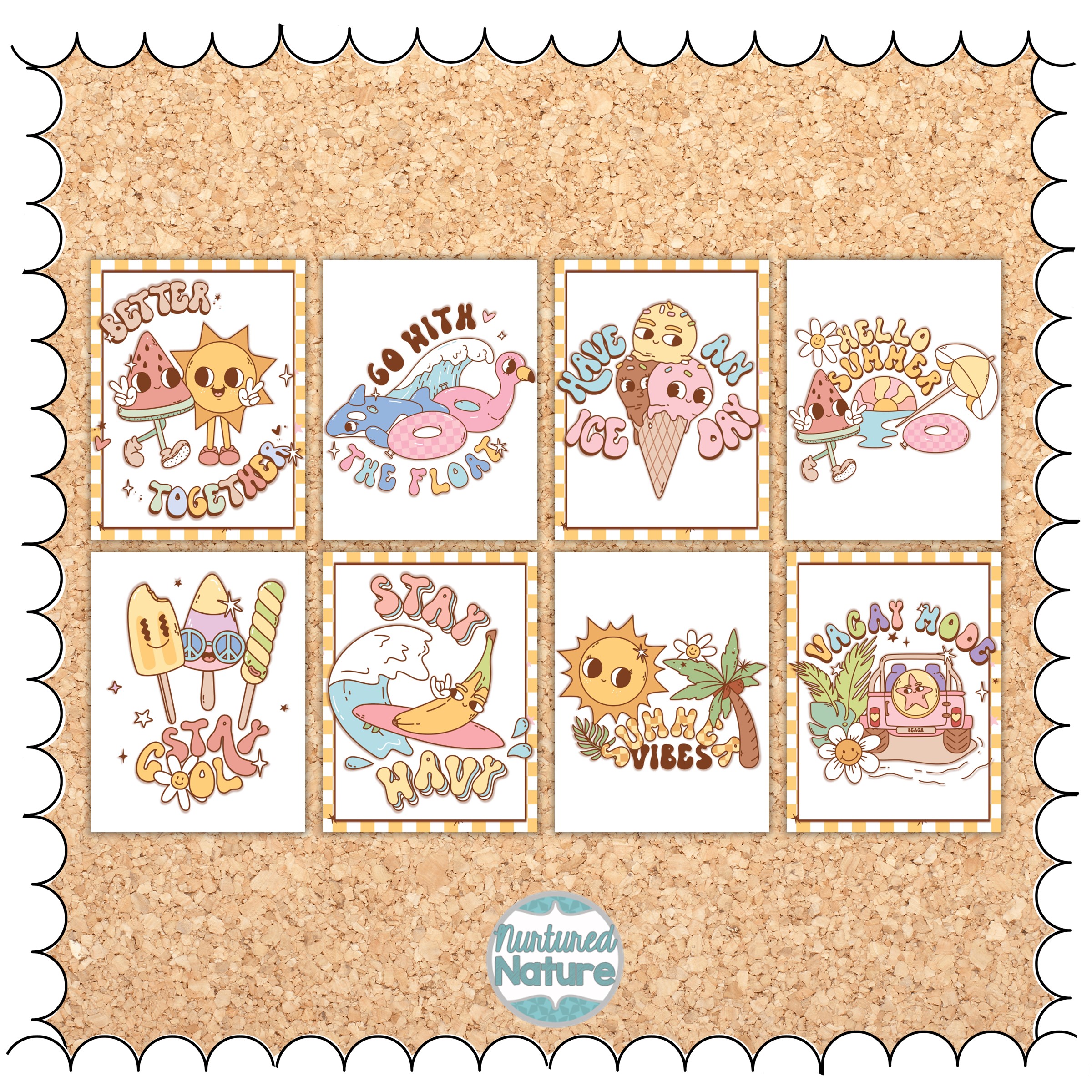 Summer Bulletin Board Posters – Groovy Retro Theme | Made By Teachers