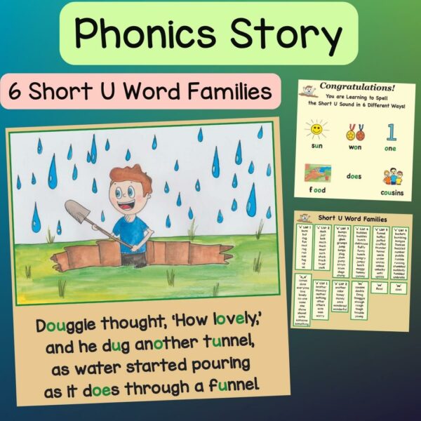 Phonics Story for 6 Short U Word Families + Spelling Activities, Chart ...
