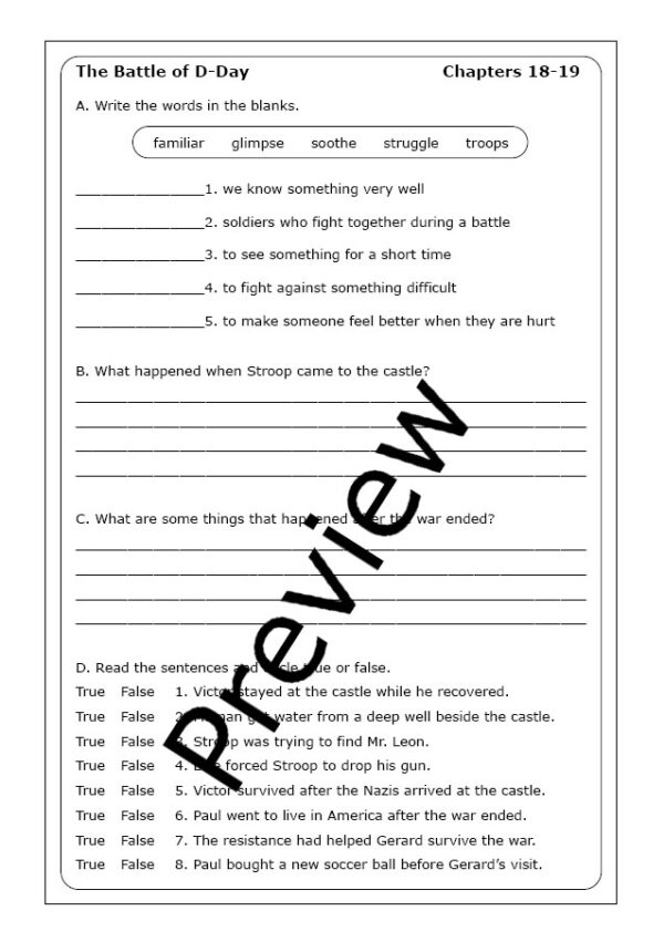Lauren Tarshis "I Survived the Battle of D-Day, 1944" worksheets | Made ...