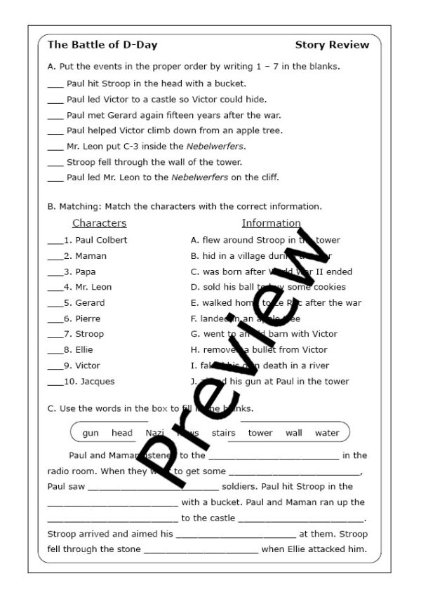 Lauren Tarshis "I Survived the Battle of D-Day, 1944" worksheets | Made ...