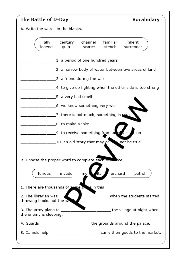 Lauren Tarshis "I Survived the Battle of D-Day, 1944" worksheets | Made ...