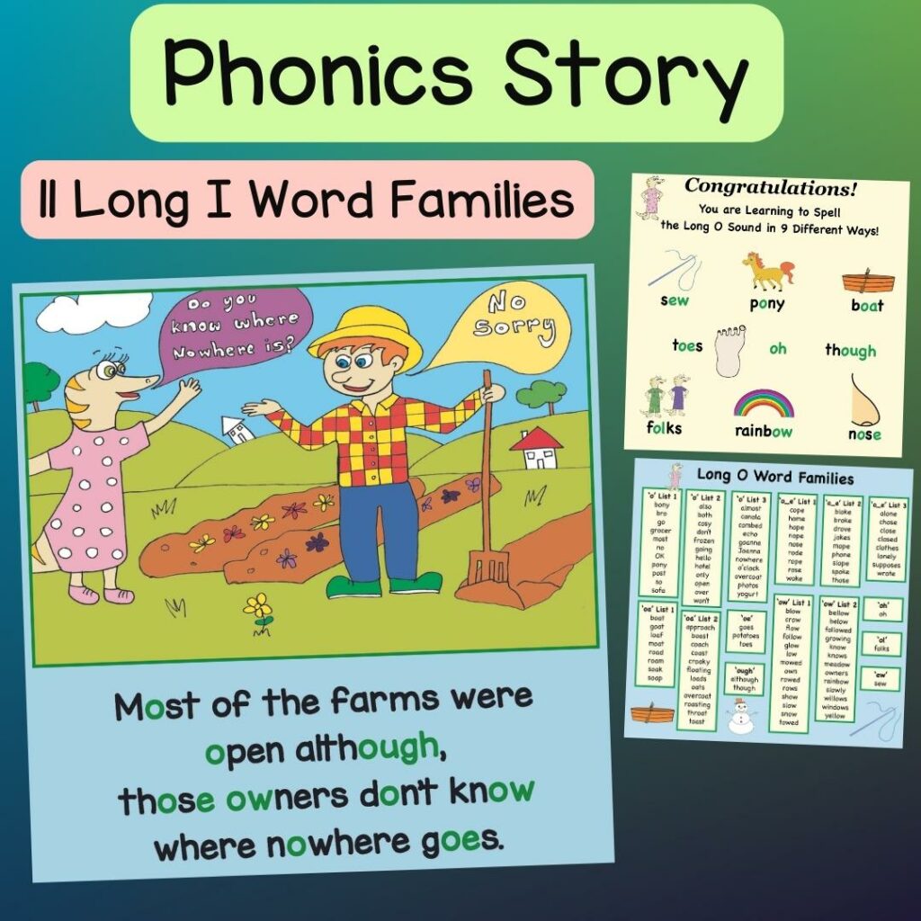 Phonics Story for 9 Long O Word Families + Spelling Activities, Chart ...
