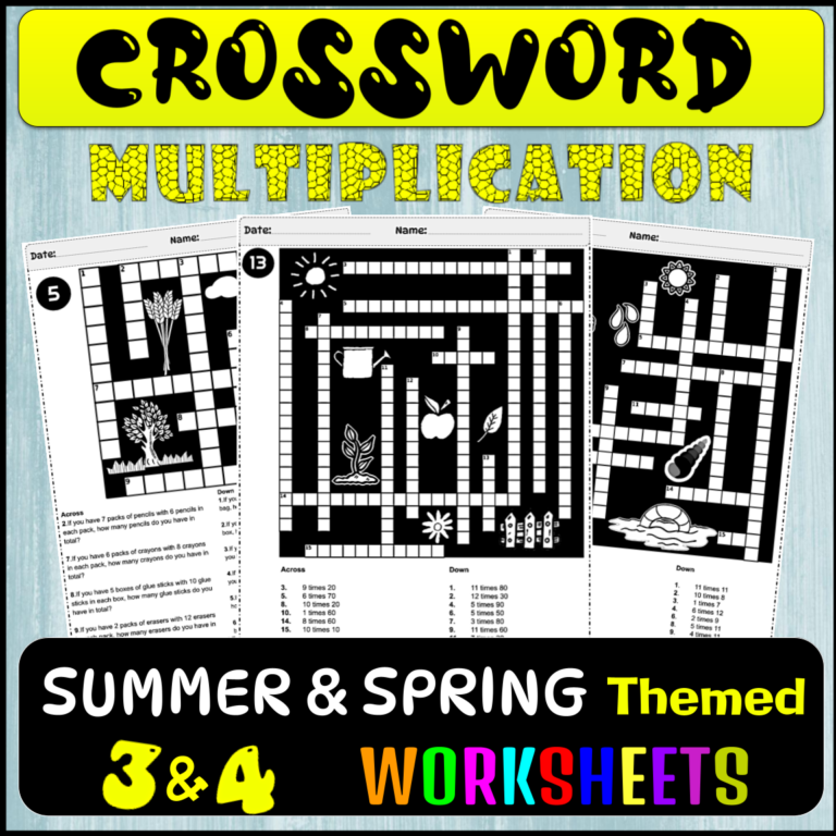 Multiplication Crossword Puzzle: Word Problems & Multiplying by ...