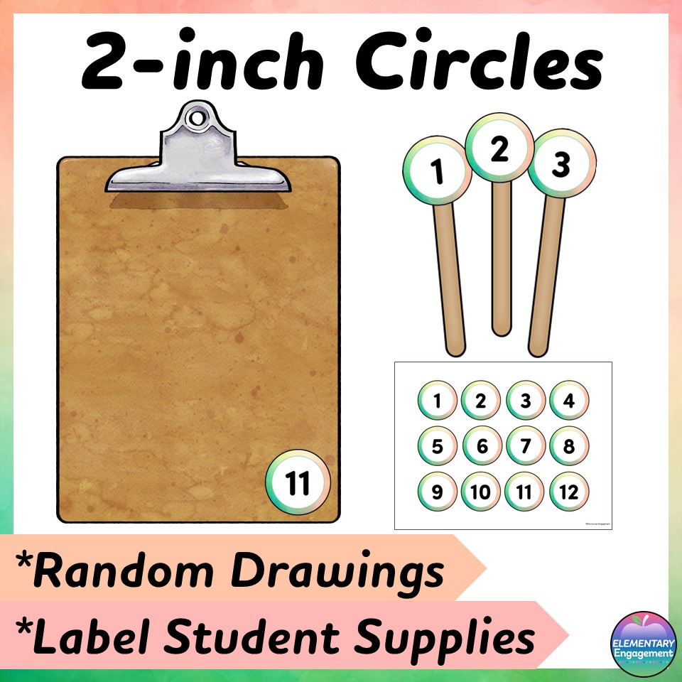 Student Number Labels in Watercolors, Book Bin Labels | Made By Teachers