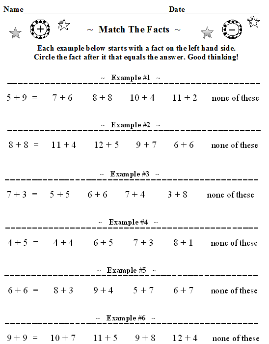 Addition and Subtraction Facts #1 - 8 Worksheets (3 Items) | Made By ...