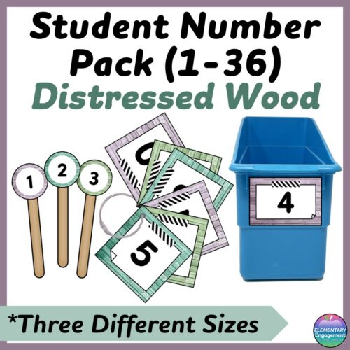Student Number Labels in Distressed Wood, Book Bin Labels | Made By ...