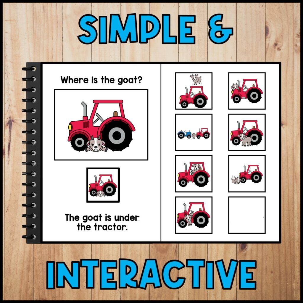 Farm Prepositions Adapted Book and Flashcards | Goat Interactive Book ...