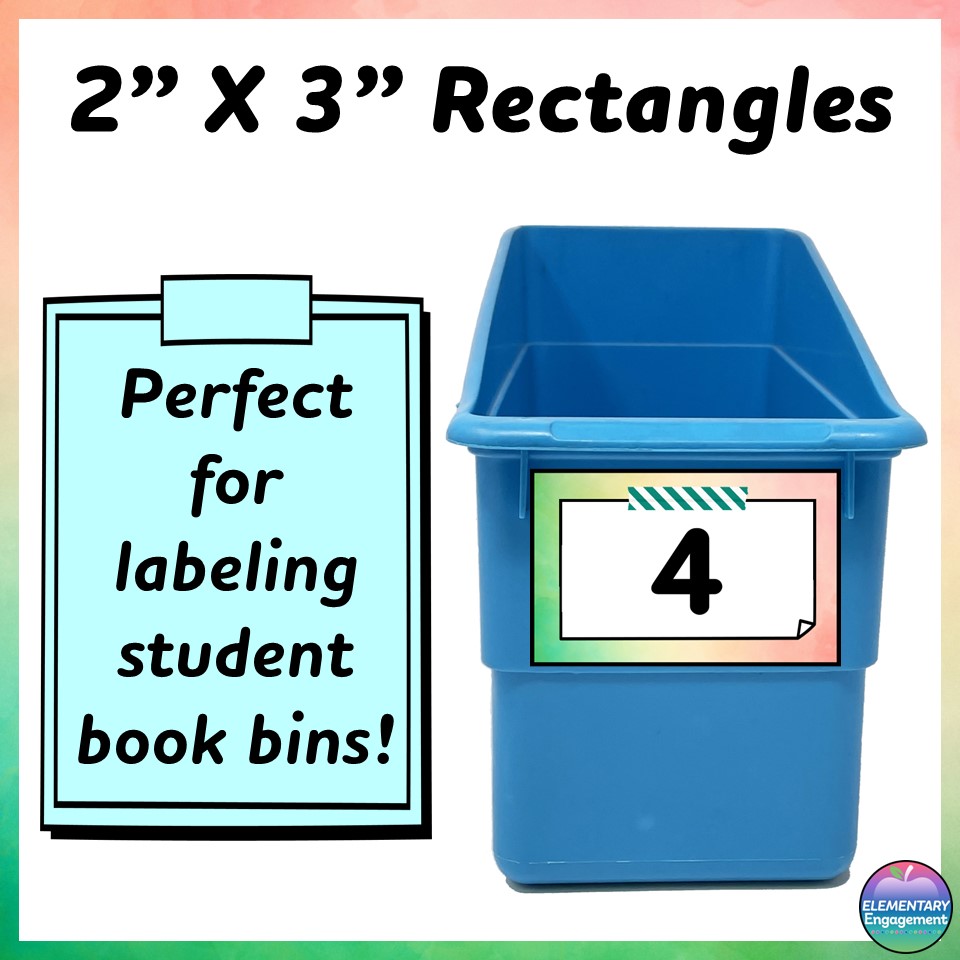 Student Number Labels in Watercolors, Book Bin Labels | Made By Teachers