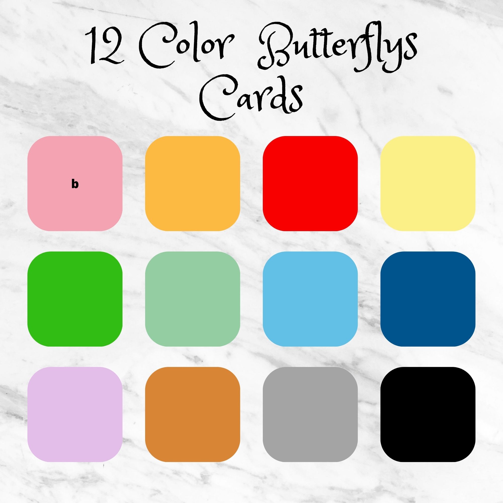 12 Color butterflys cards, Pre-School Cards, Educational Printable ...
