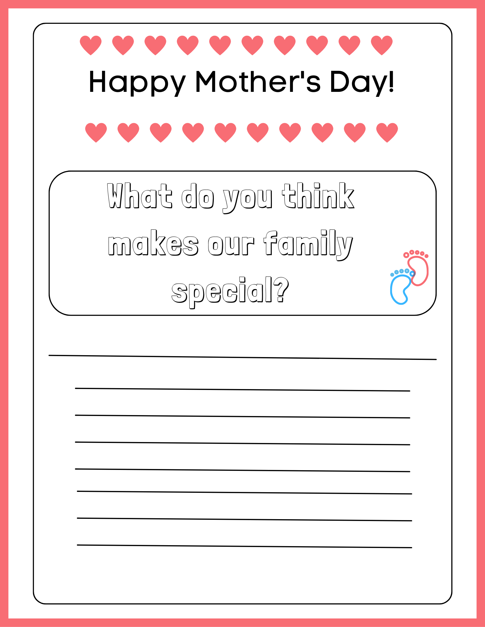 Mother's Day, Grandparent's Day, Special Person's Day,Writing Paper ...