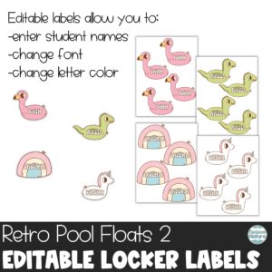 Summer Name Tags - Editable Locker Labels or Cubby Tags - Pool Floats 2 ...