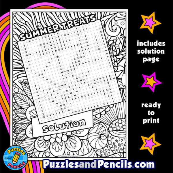Summer Treats Word Search Puzzle With Coloring Summer Wordsearch summer-treats-word-search-puzzle-with-coloring-summer-wordsearch