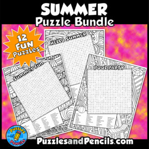 Summer Word Search Puzzle Activity Page BUNDLE | 12 Wordsearch Puzzles ...
