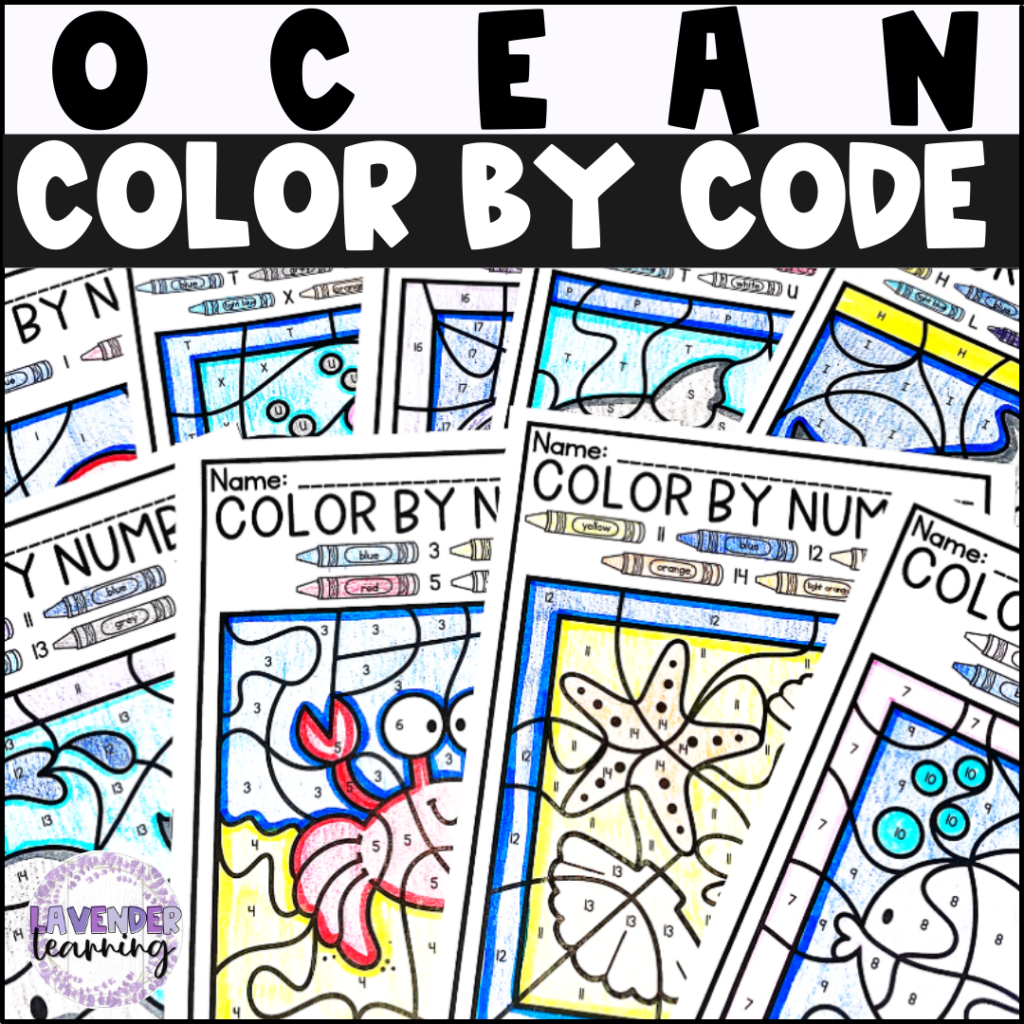 Ocean Color by Code - Ocean Color by Number - Ocean Color by Letter | Made By Teachers