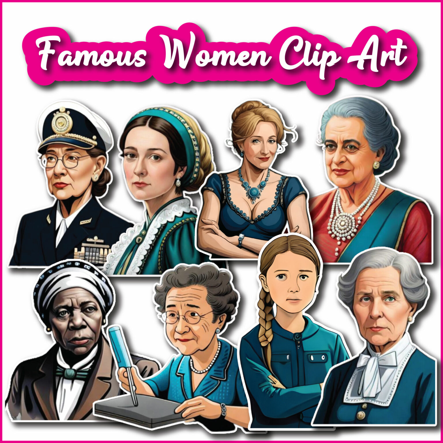 Famous Important Women in History|Famous Women Clip Art,stickers | Made ...