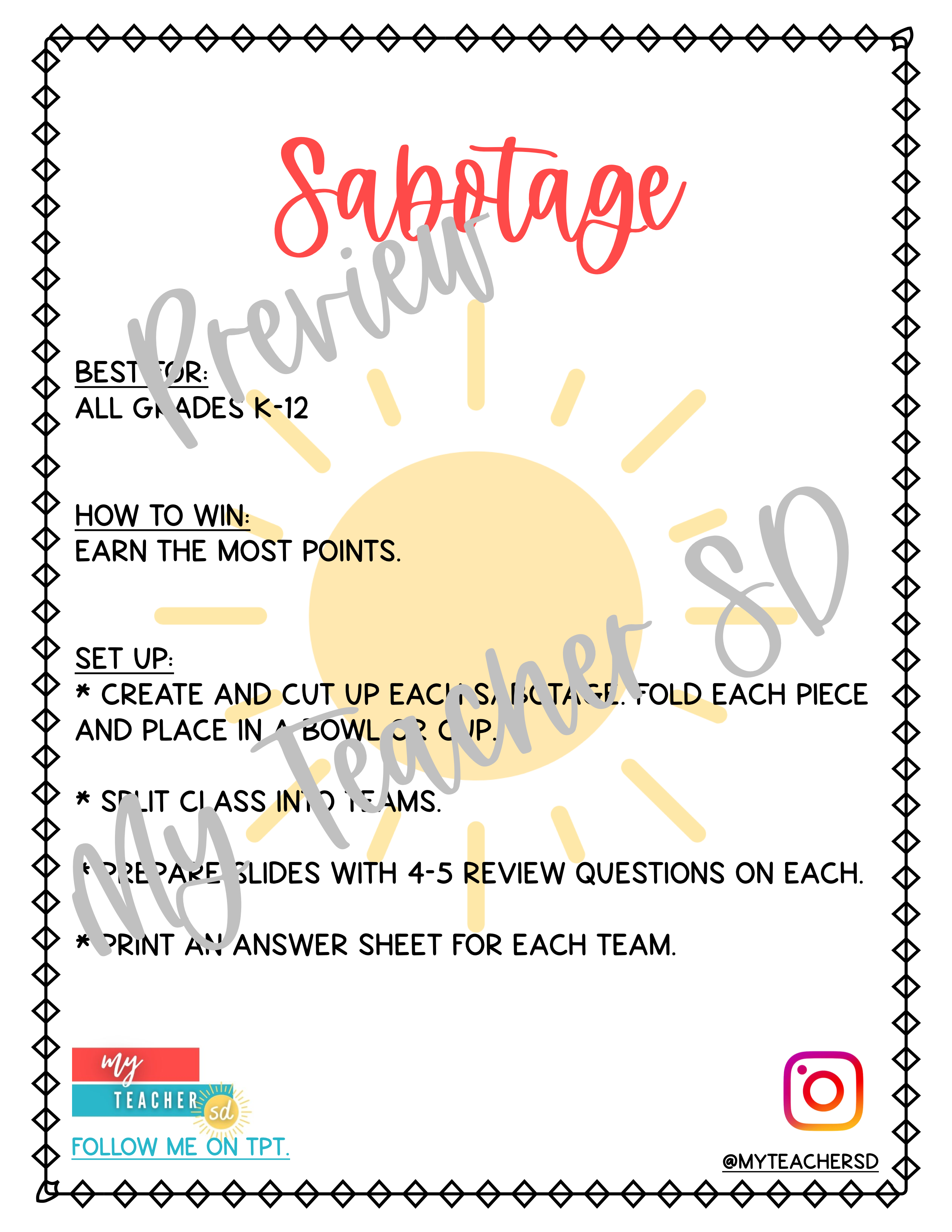 Sabotage the Review Game (Elementary, Middle & High School) | Made By ...