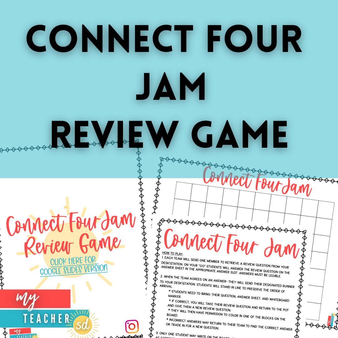 Connect Four Jam Review Game (Elementary, Middle School, High School ...
