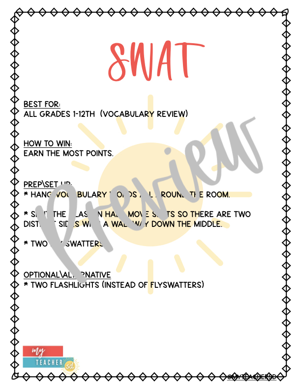 SWAT! The Ultimate Review Game (Elementary, Middle, High School) | Made ...