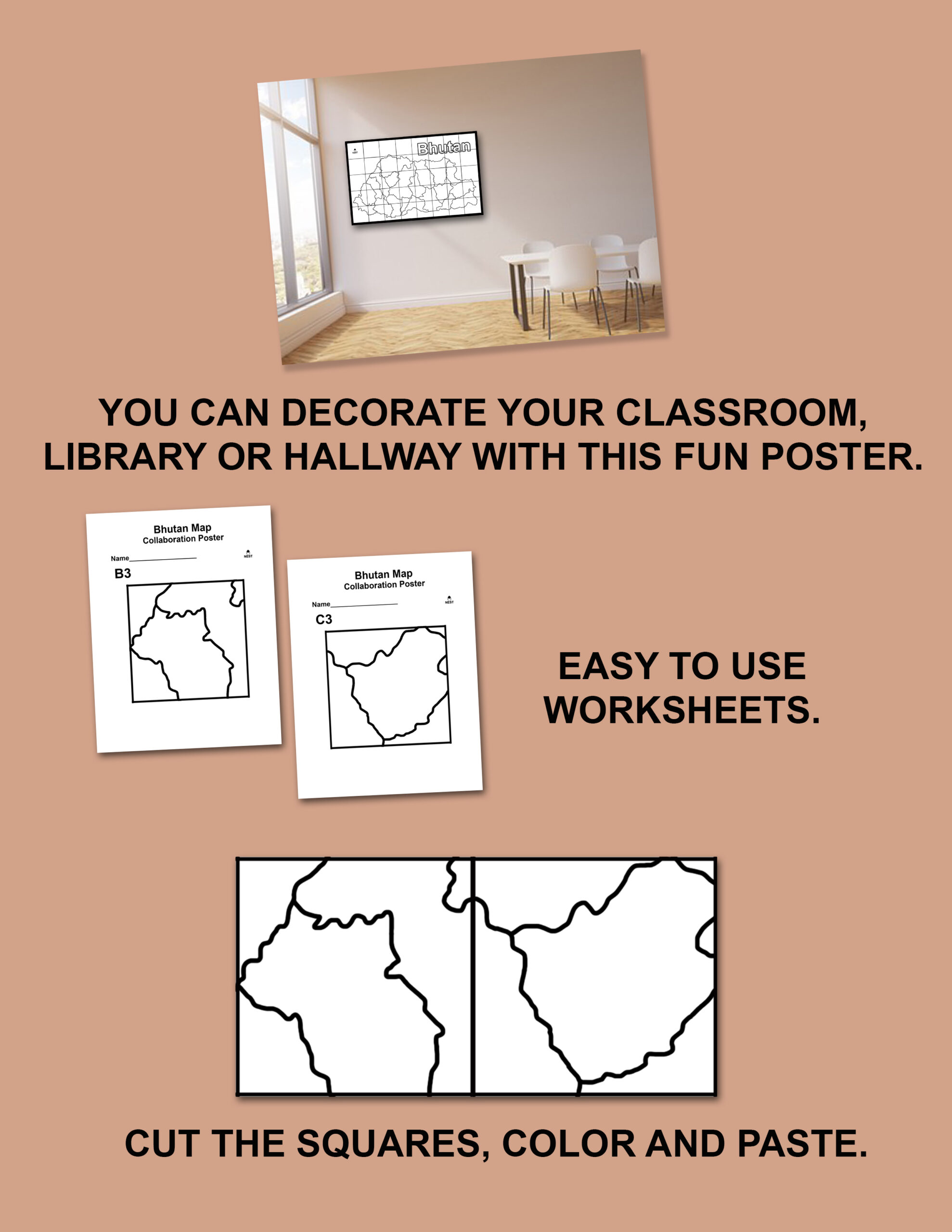 Bhutan Map Collaboration Poster | Made By Teachers