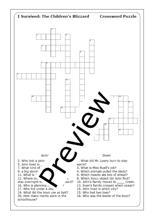 Lauren Tarshis "I Survived the Children's Blizzard, 1888" worksheets ...