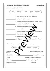 Lauren Tarshis "I Survived the Children's Blizzard, 1888" worksheets ...