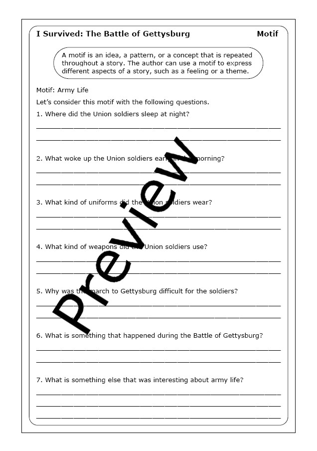 Lauren Tarshis "I Survived the Battle of Gettysburg, 1863" worksheets ...