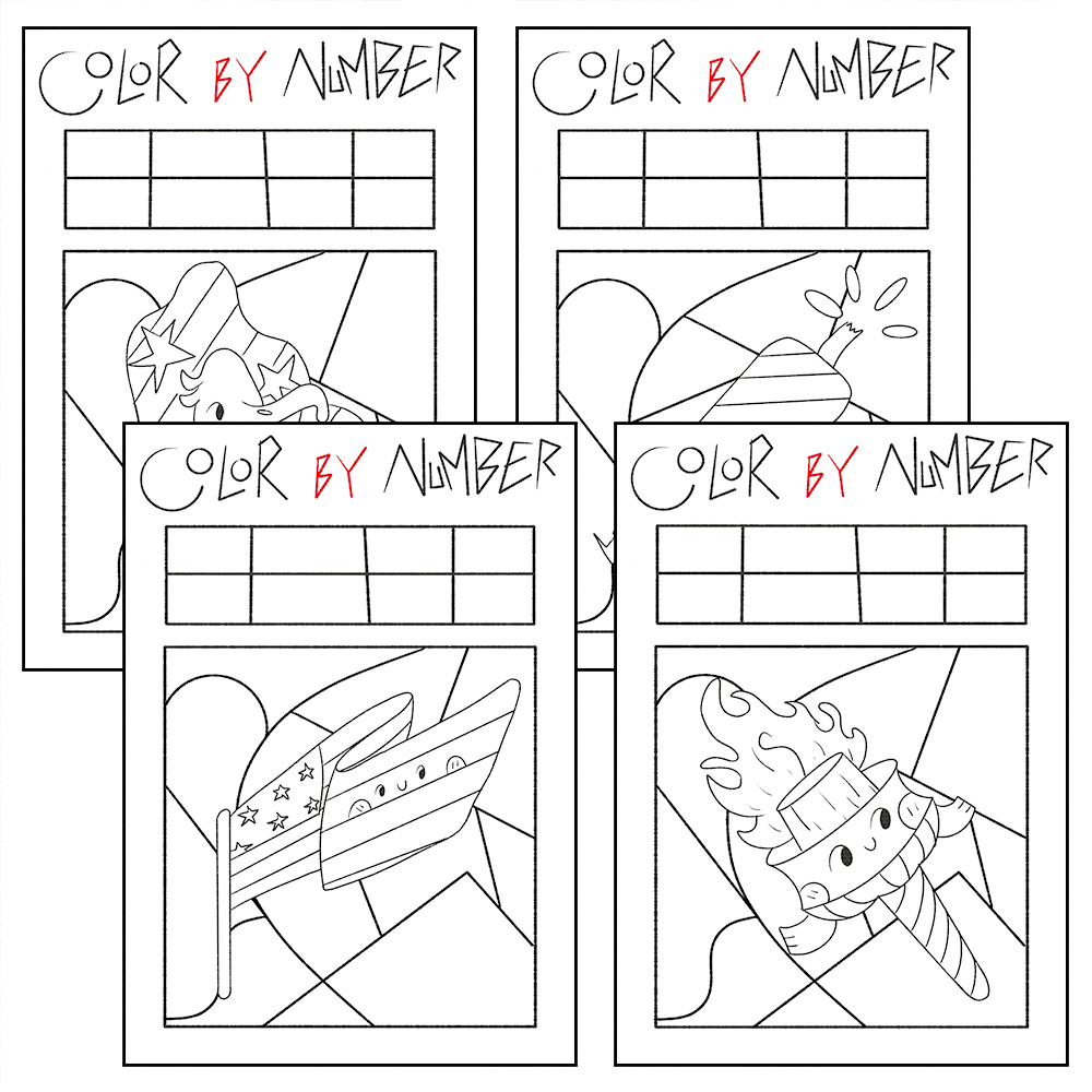 Color by Code July Bundle - Independence Day Coloring Activities ...