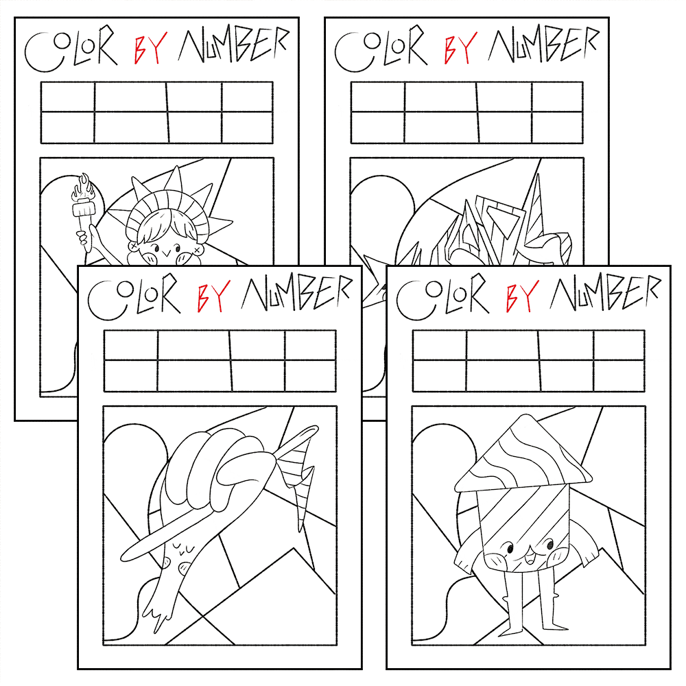 Color by Code July Bundle - Independence Day Coloring Activities ...