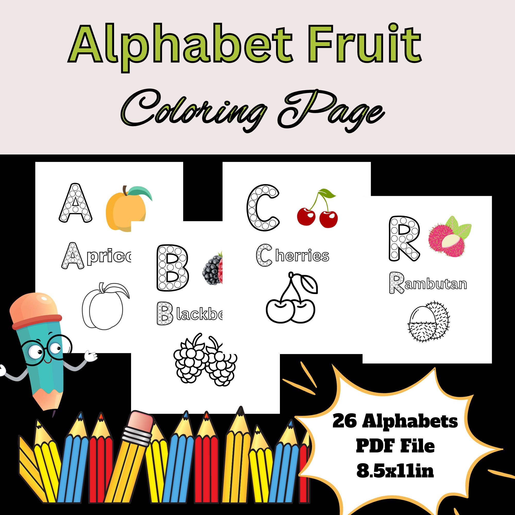 Summer Coloring page, Alphabet fruit coloring sheets | Made By Teachers