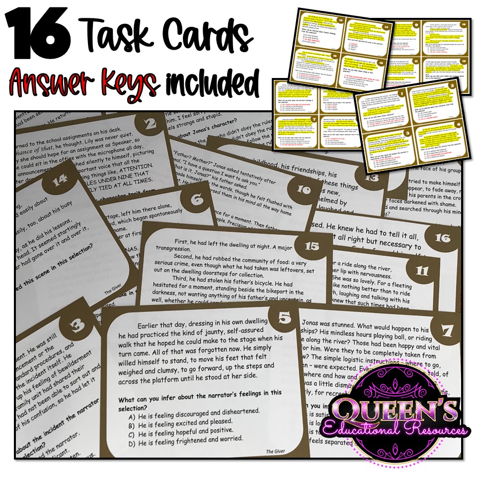 The Giver Inference Test, Making Inferences, The Giver Test, Assessment ...