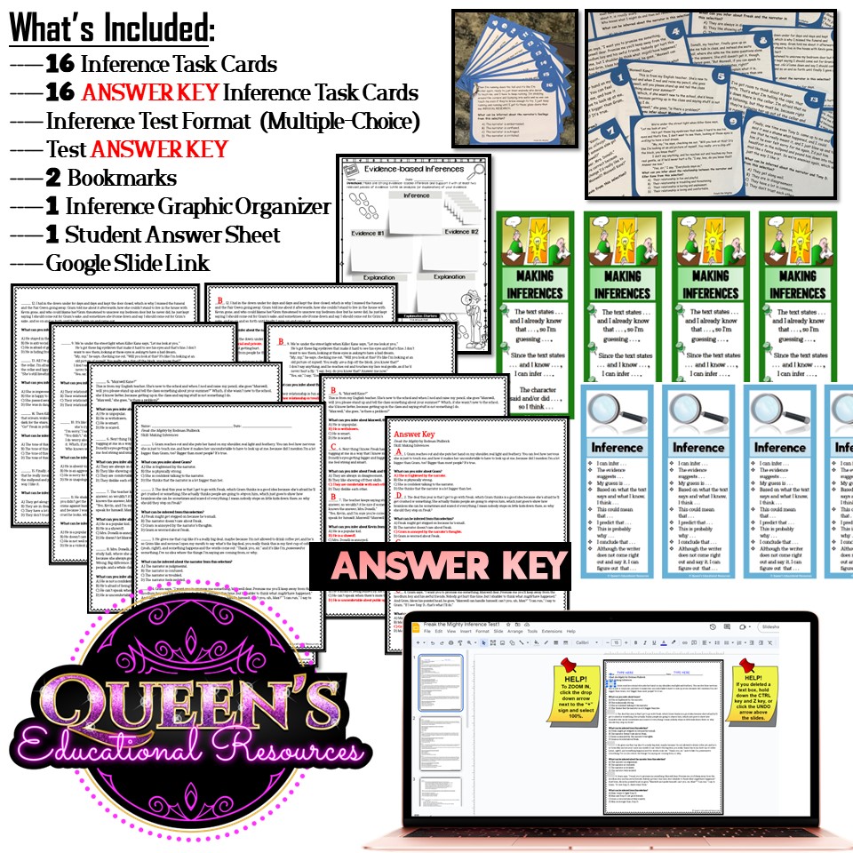 Freak the Mighty Inference Test, Making Inferences, Freak the Mighty ...