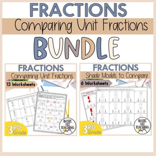 Comparing Unit Fractions worksheet BUNDLE | Made By Teachers