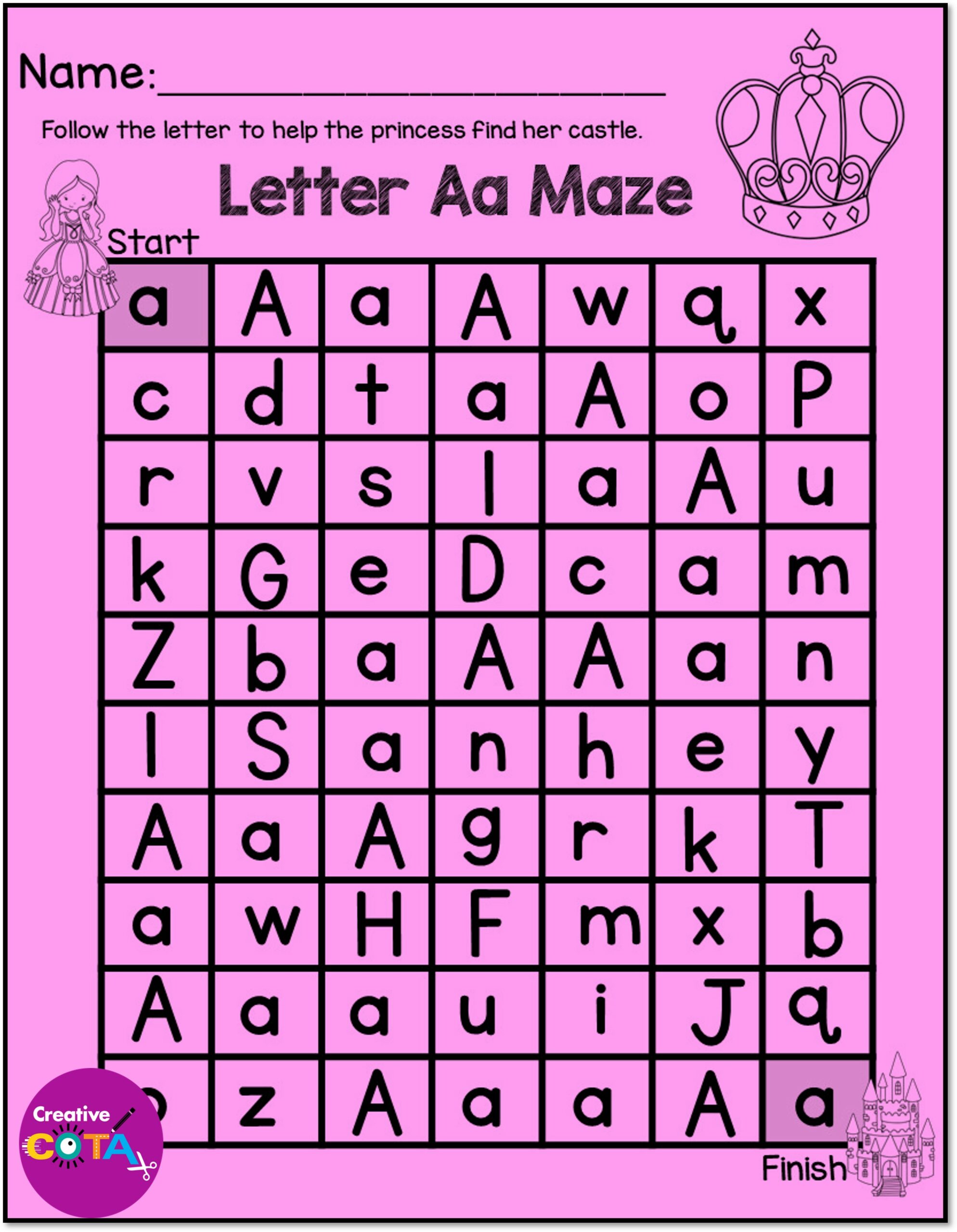 Princess ABC Letter Mazes | Made By Teachers