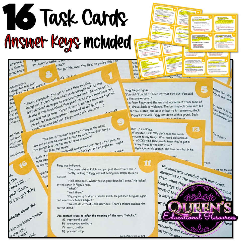 Lord of the Flies Inference Test, Making Inferences, Lord of the Flies ...