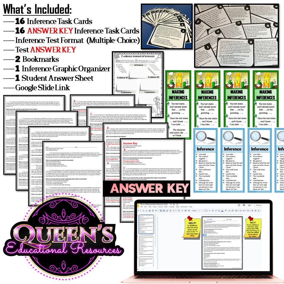 Bronx Masquerade Inference Test, Making Inferences, Bronx Masquerade ...