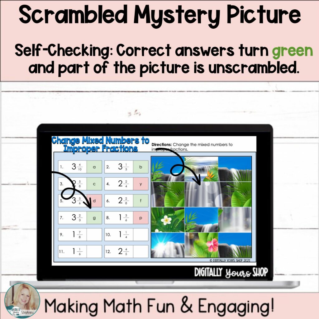 Change Mixed Numbers to Improper Fractions Digital Self-Checking ...