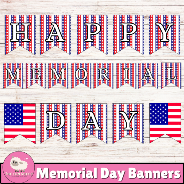 Memorial Day Banners | Patriotic Classroom Decoration, American Flags ...
