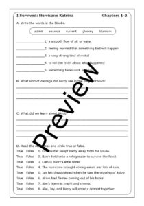 Lauren Tarshis "I Survived Hurricane Katrina, 2005" worksheets | Made ...