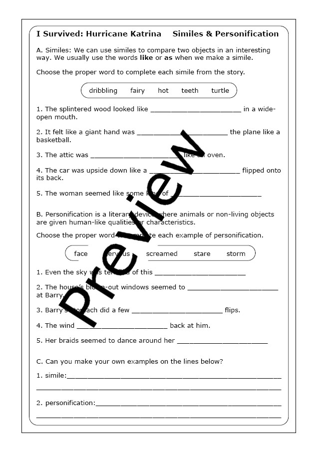 Lauren Tarshis "I Survived Hurricane Katrina, 2005" worksheets | Made ...