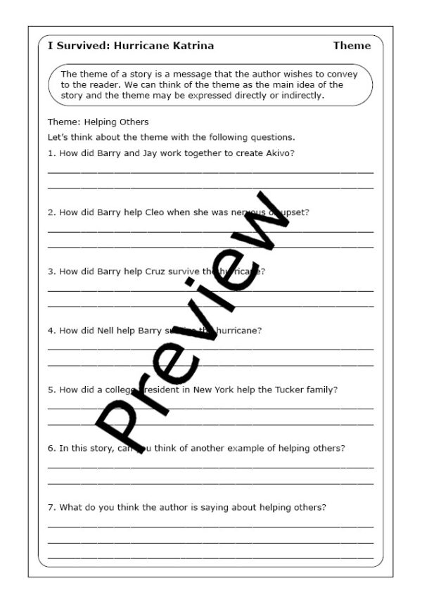 Lauren Tarshis "I Survived Hurricane Katrina, 2005" worksheets | Made ...