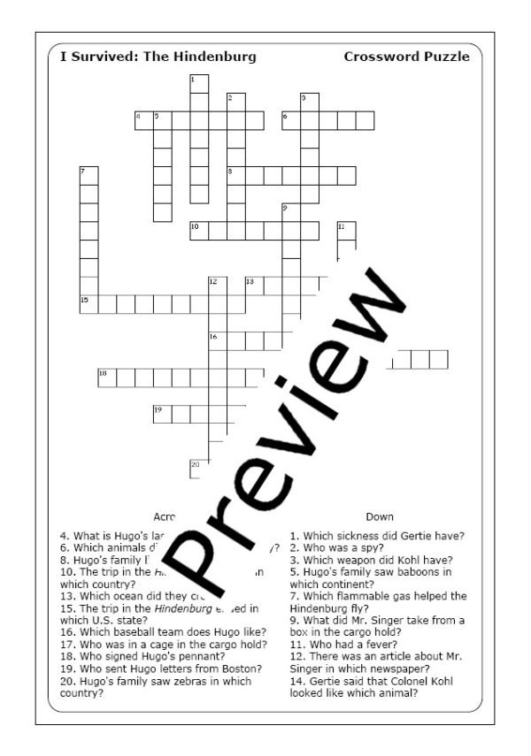 Lauren Tarshis "I Survived the Hindenburg Disaster, 1937" worksheets ...